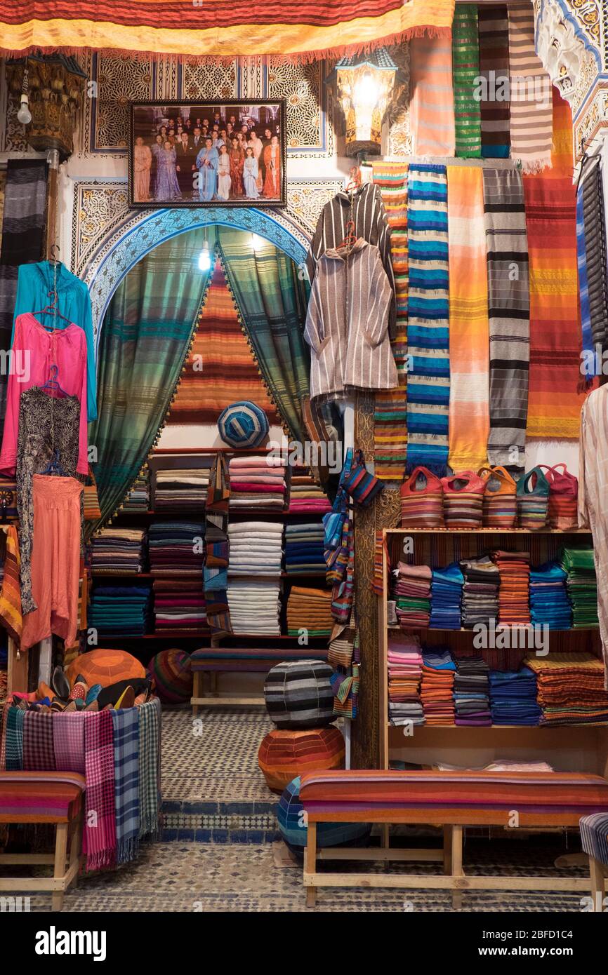 Textile store, Morocco Stock Photo - Alamy