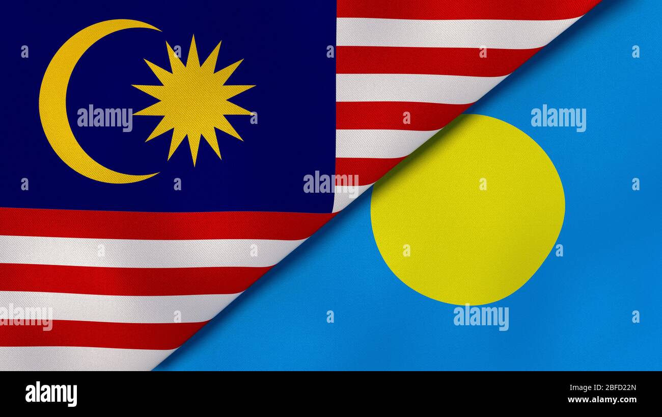 Two states flags of Malaysia and Palau. High quality business ...