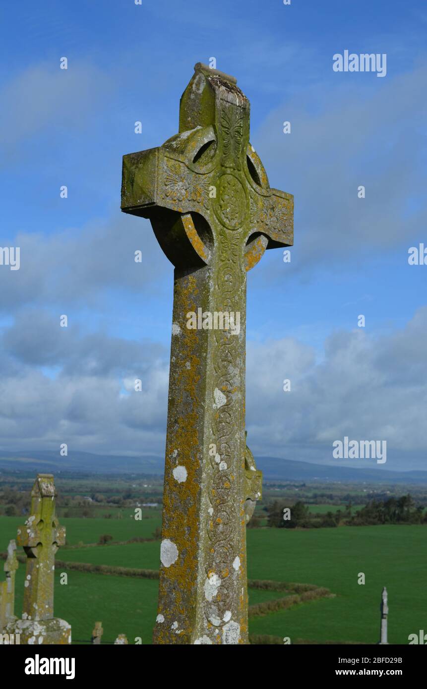 Stone celtic cross on a spring day in Cashel Ireland Stock Photo - Alamy