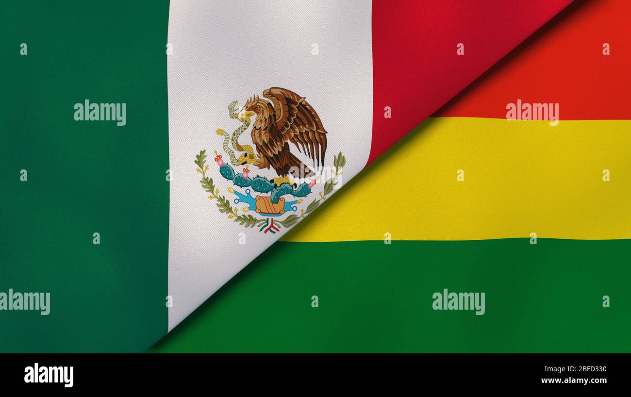 Two states flags of Mexico and Bolivia. High quality business ...