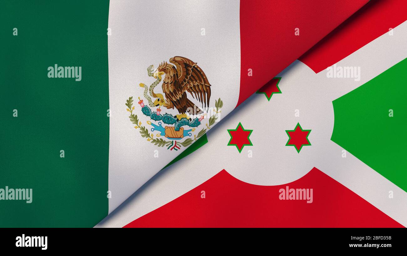 Two states flags of Mexico and Burundi. High quality business ...