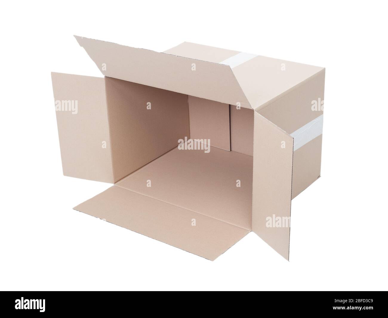Open empty cardboard box isolated on white background Stock Photo - Alamy