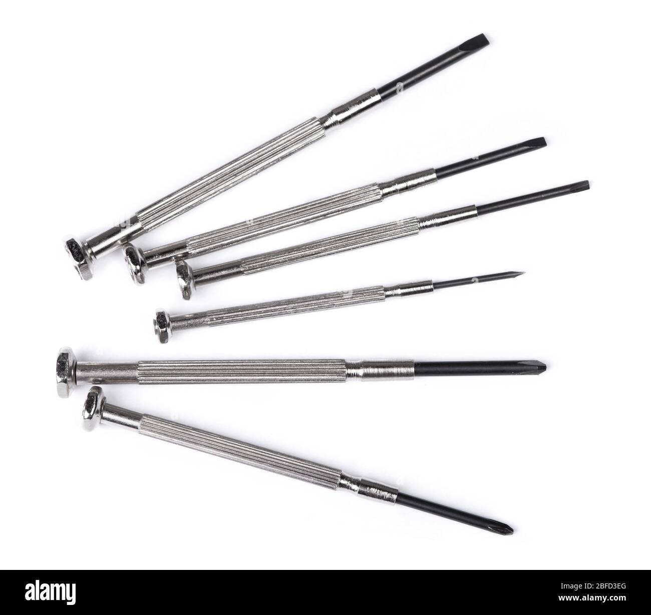 Set of small screwdrivers for small screws isolated on white background ...