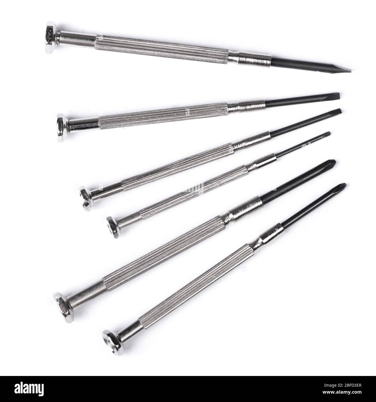 Set of small screwdrivers for small screws isolated on white background ...