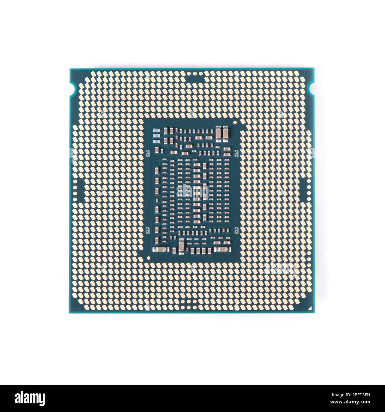 Closeup of modern CPU (Central Processing Unit) or Microchip Computer ...