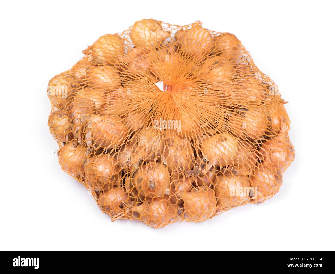 Sack of onion isolated on white background Stock Photo - Alamy