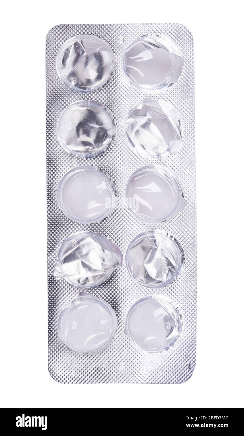 Empty used blister of tablets isolated on white background Stock Photo ...