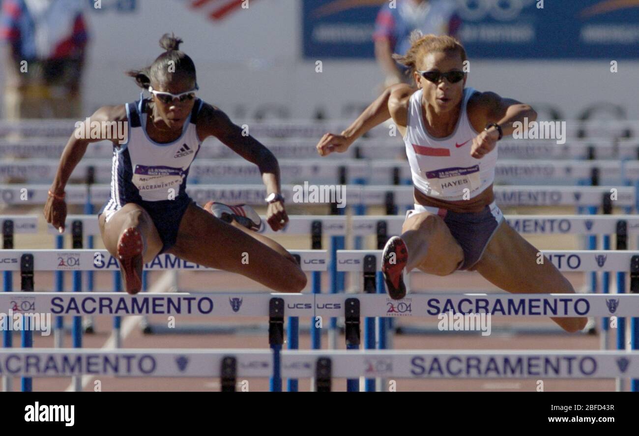 Joanna Hayes (left) and Melissa Morrison finishes second and third in ...
