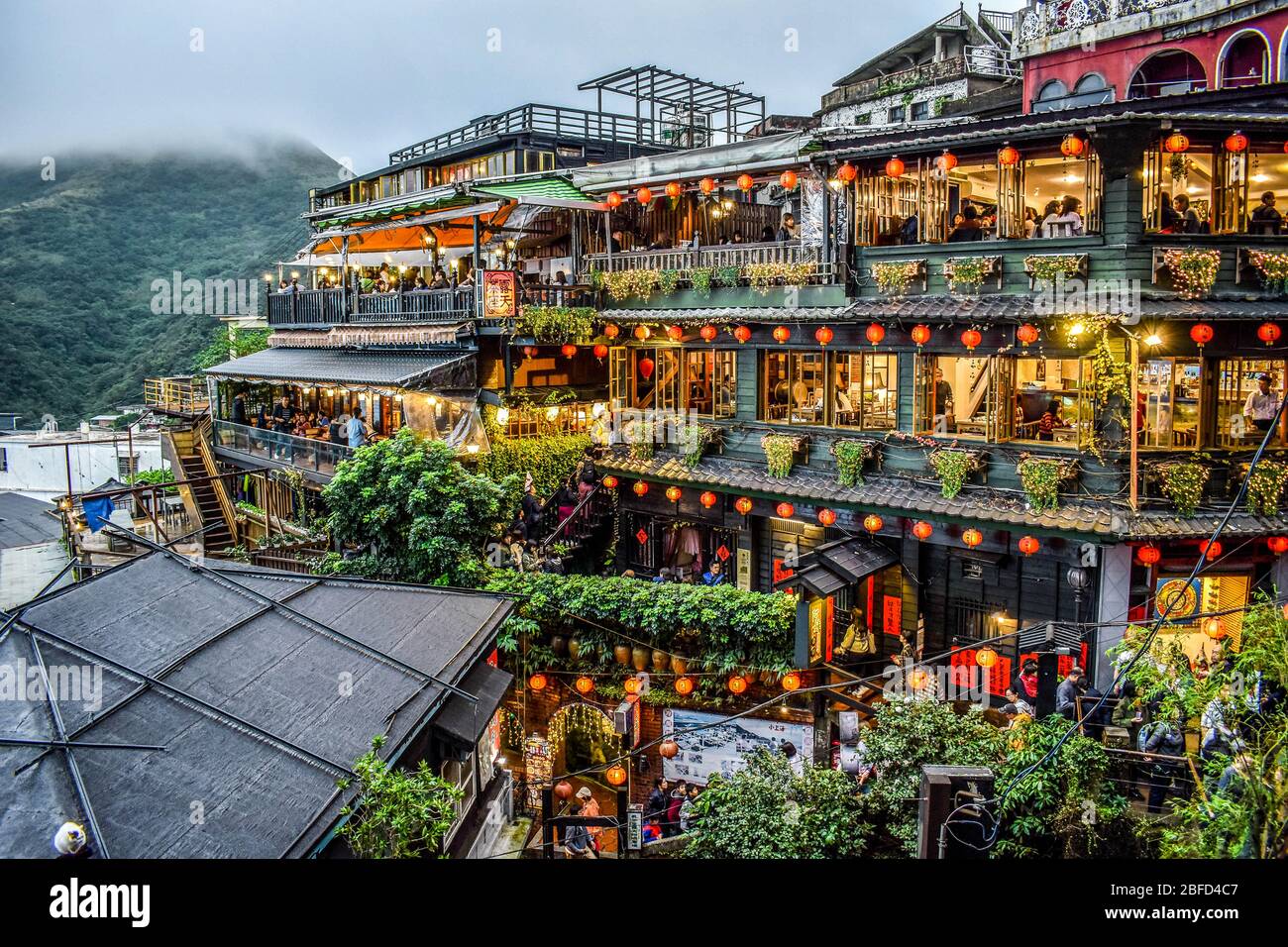 Tea terrace houses in Jiufen on the eastnorth of Taiwan island Stock ...