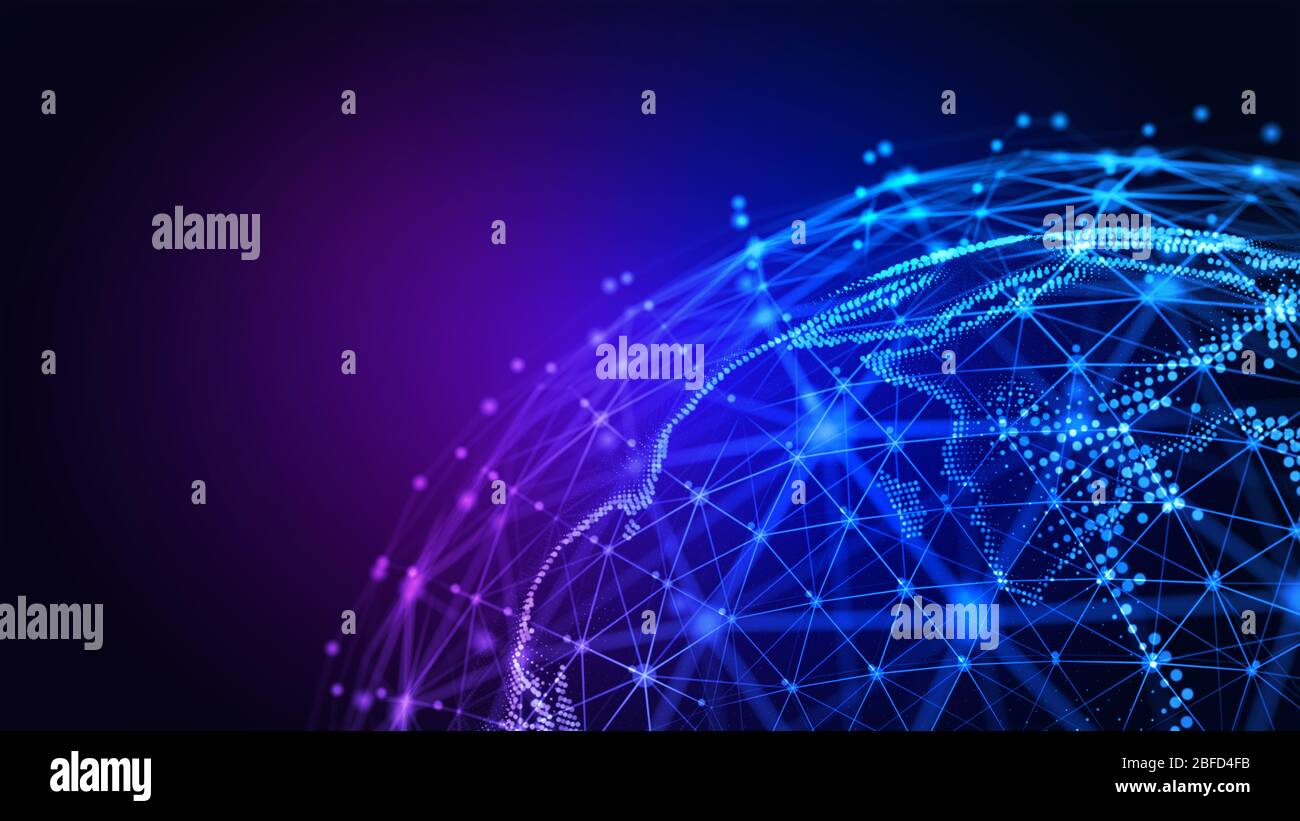 Connection lines Around Earth Globe. Background with Light Effect ...