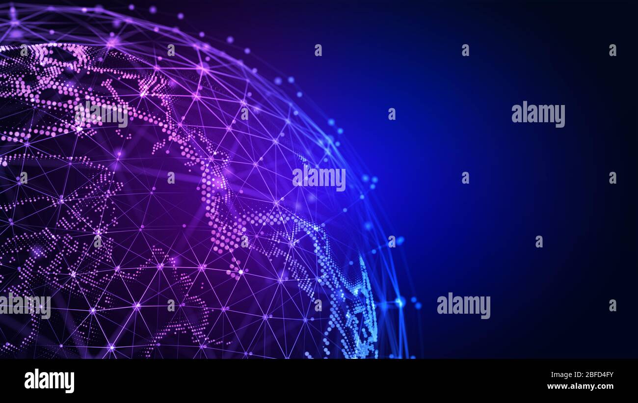 Connection lines Globe. Background with Light Effect. Global ...