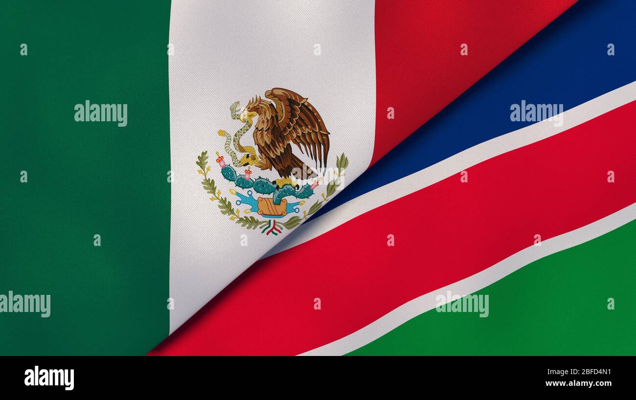 Two states flags of Mexico and Namibia. High quality business ...