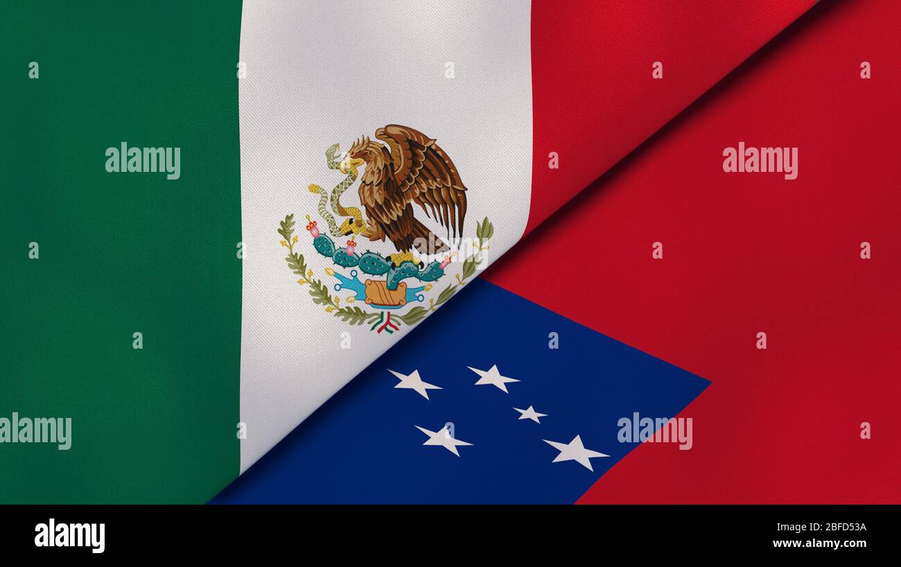 Two states flags of Mexico and Samoa. High quality business background ...