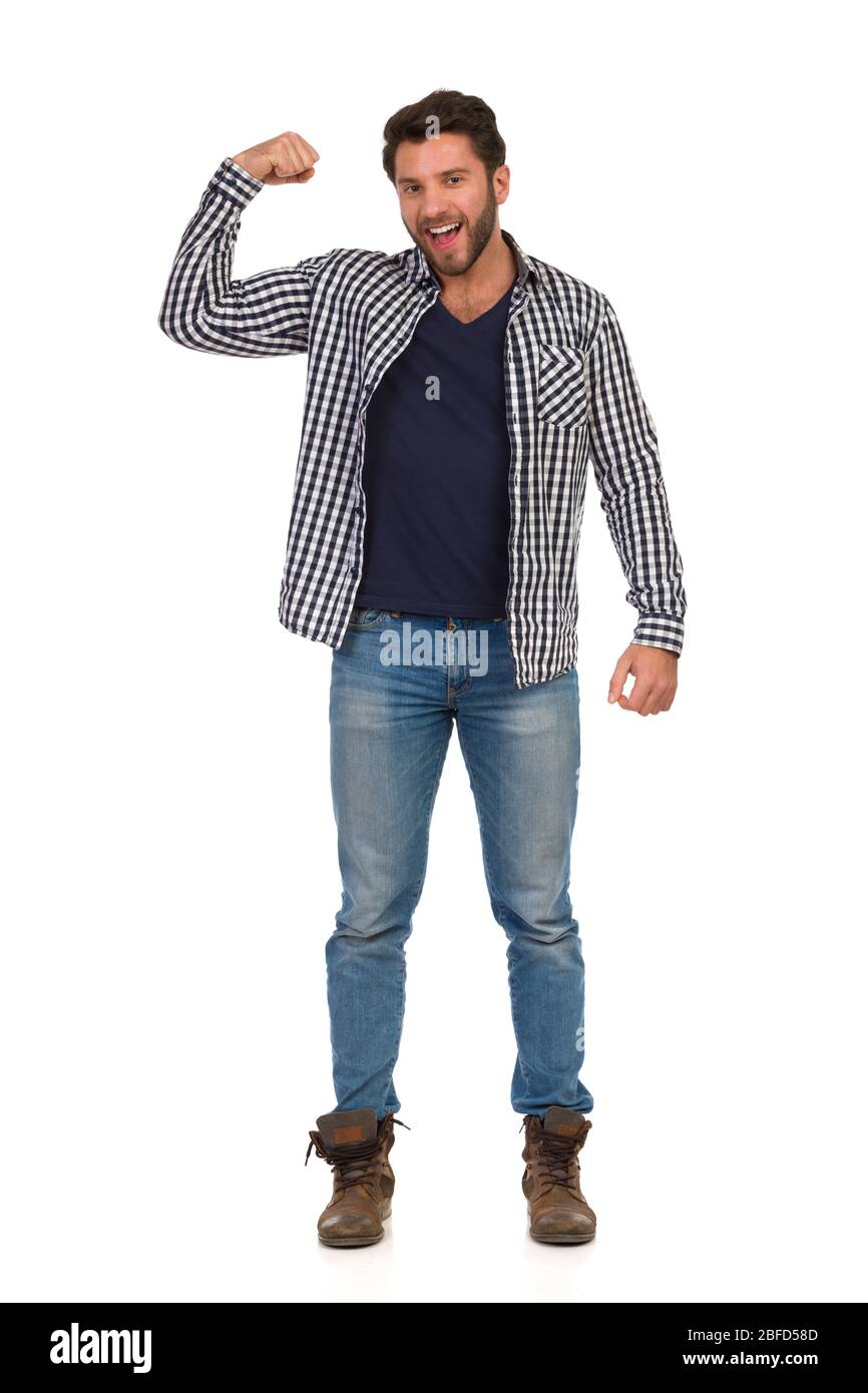 Flexing muscles man shouting hi-res stock photography and images - Alamy