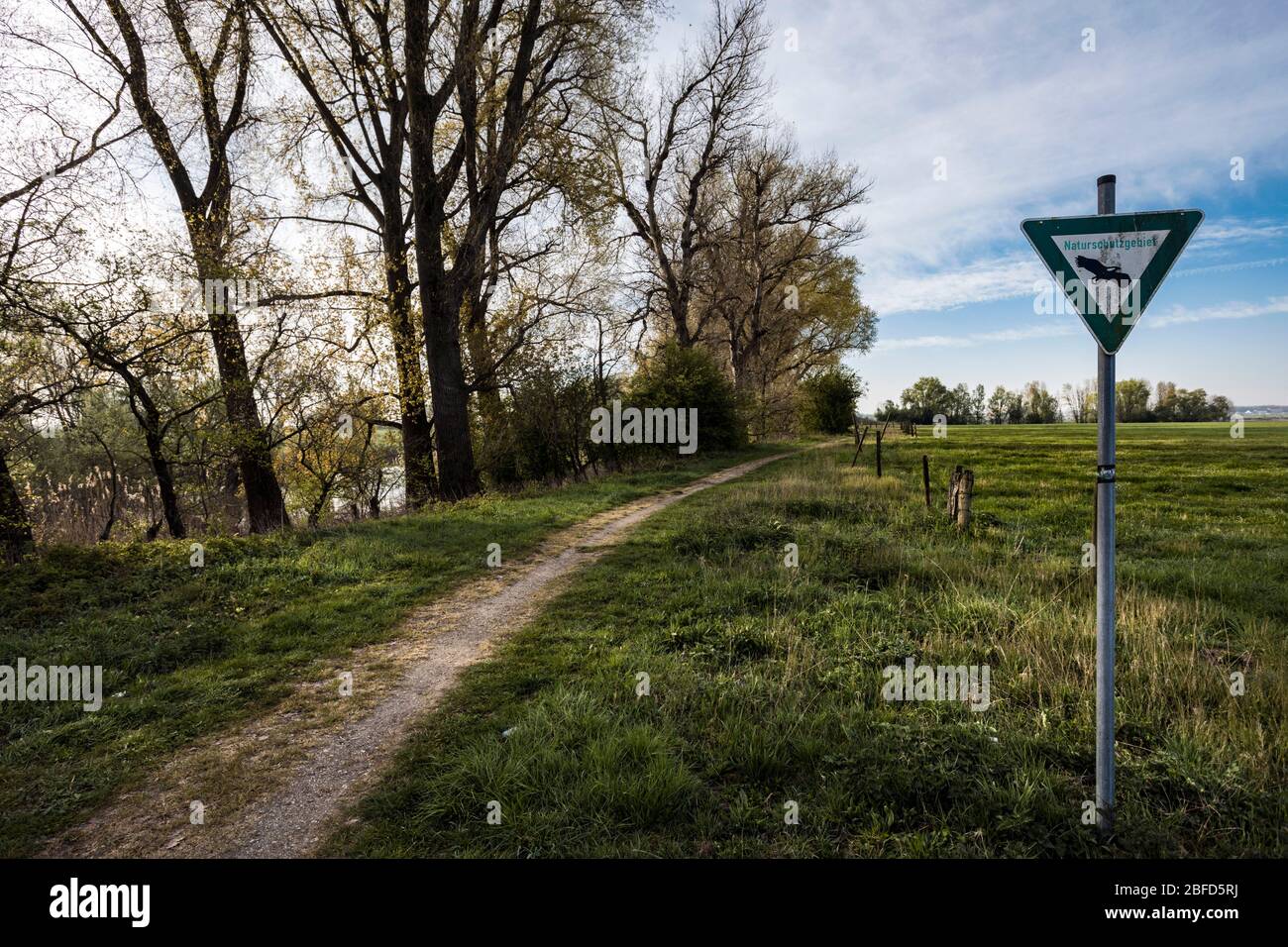 Signs mark the nature reserves in Rees on the Lower Rhine and the ...