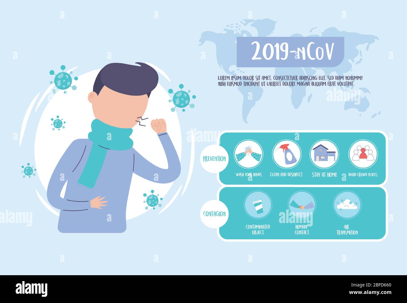 covid 19 pandemic infographic, protection prevent and contagion ...