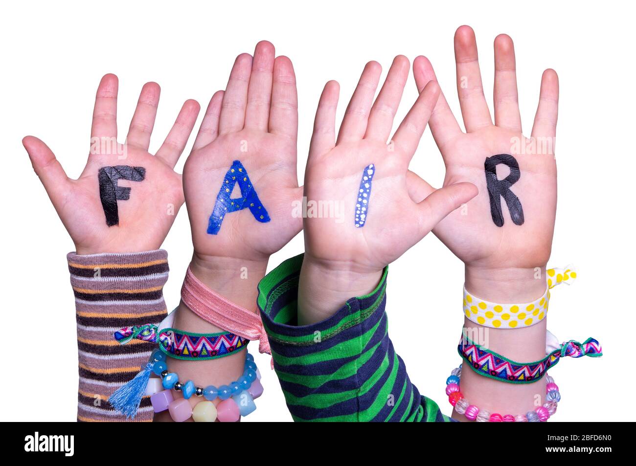 Children Hands Building Word Fair, Isolated Background Stock Photo - Alamy