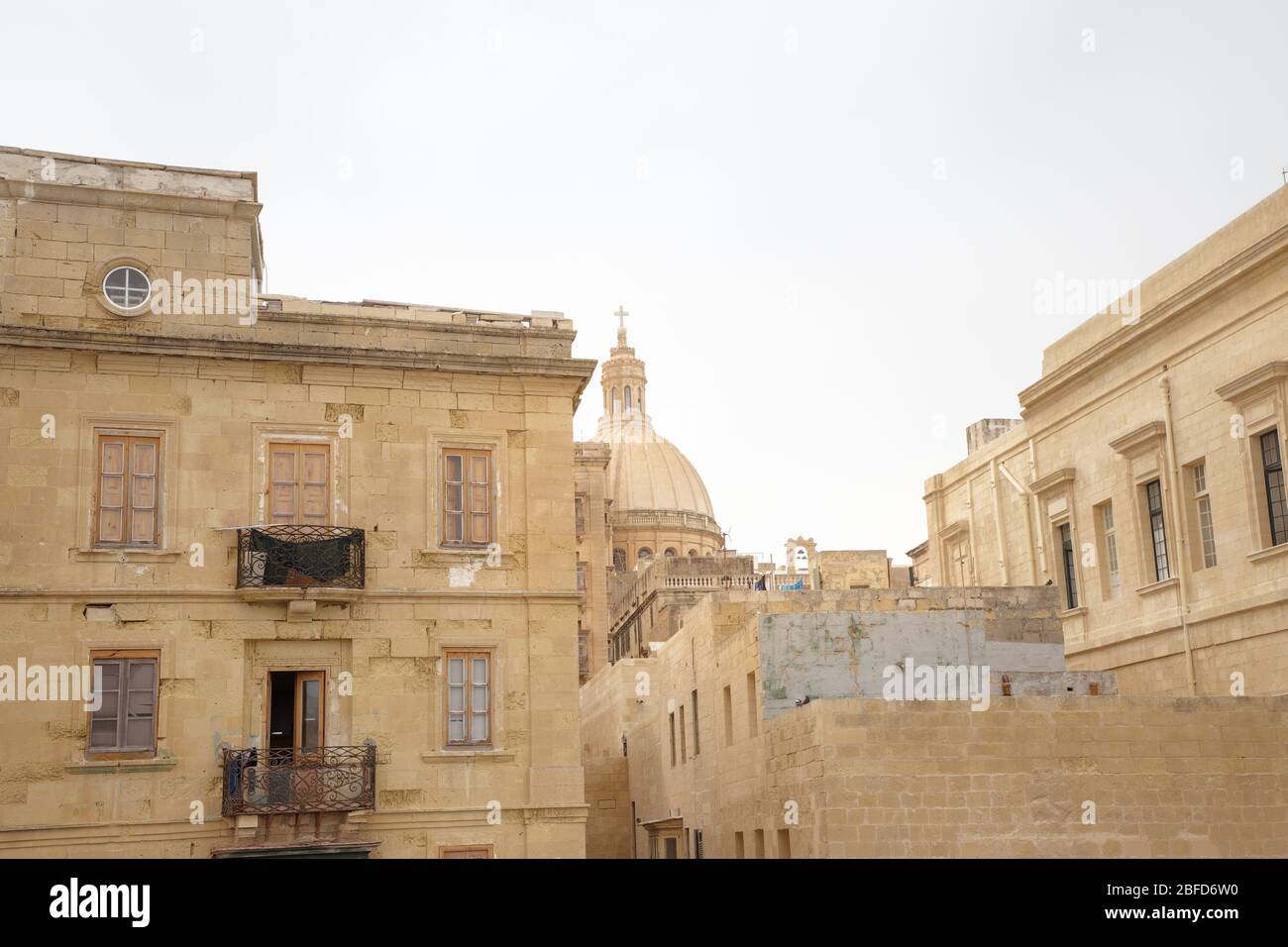 building and architecture of the side streets of Valletta the capital ...