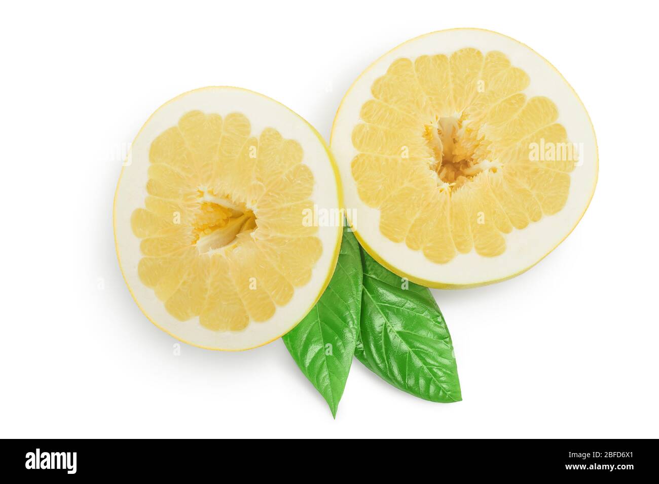 pomelo slice and leaf isolated on white background with clipping path ...