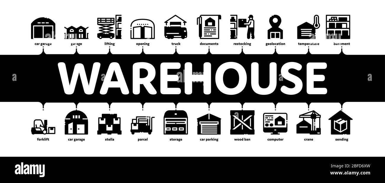 Warehouse And Storage Minimal Infographic Banner Vector Stock Vector ...