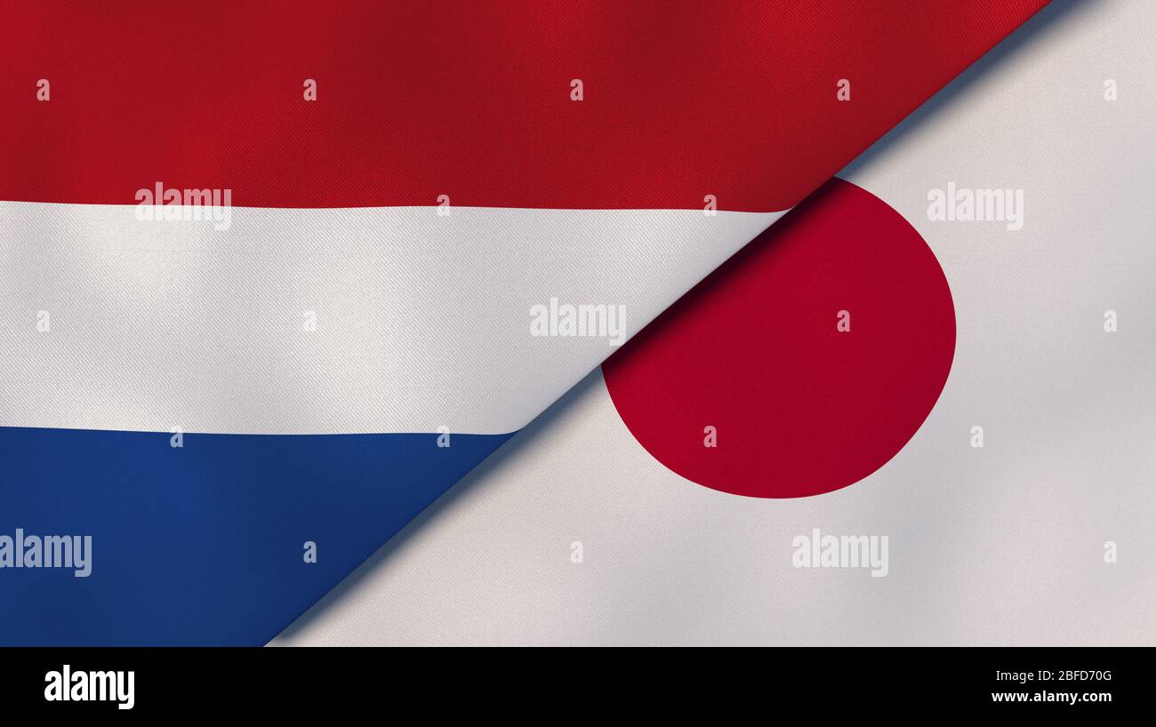 Two states flags of Netherlands and Japan. High quality business ...