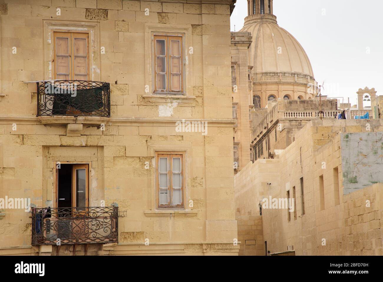 building and architecture of the side streets of Valletta the capital ...