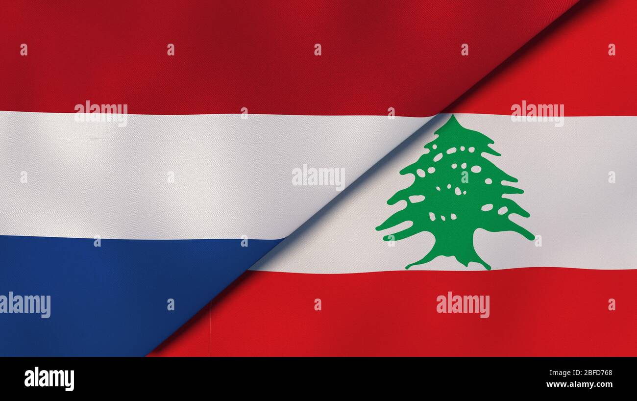 Two states flags of Netherlands and Lebanon. High quality business ...