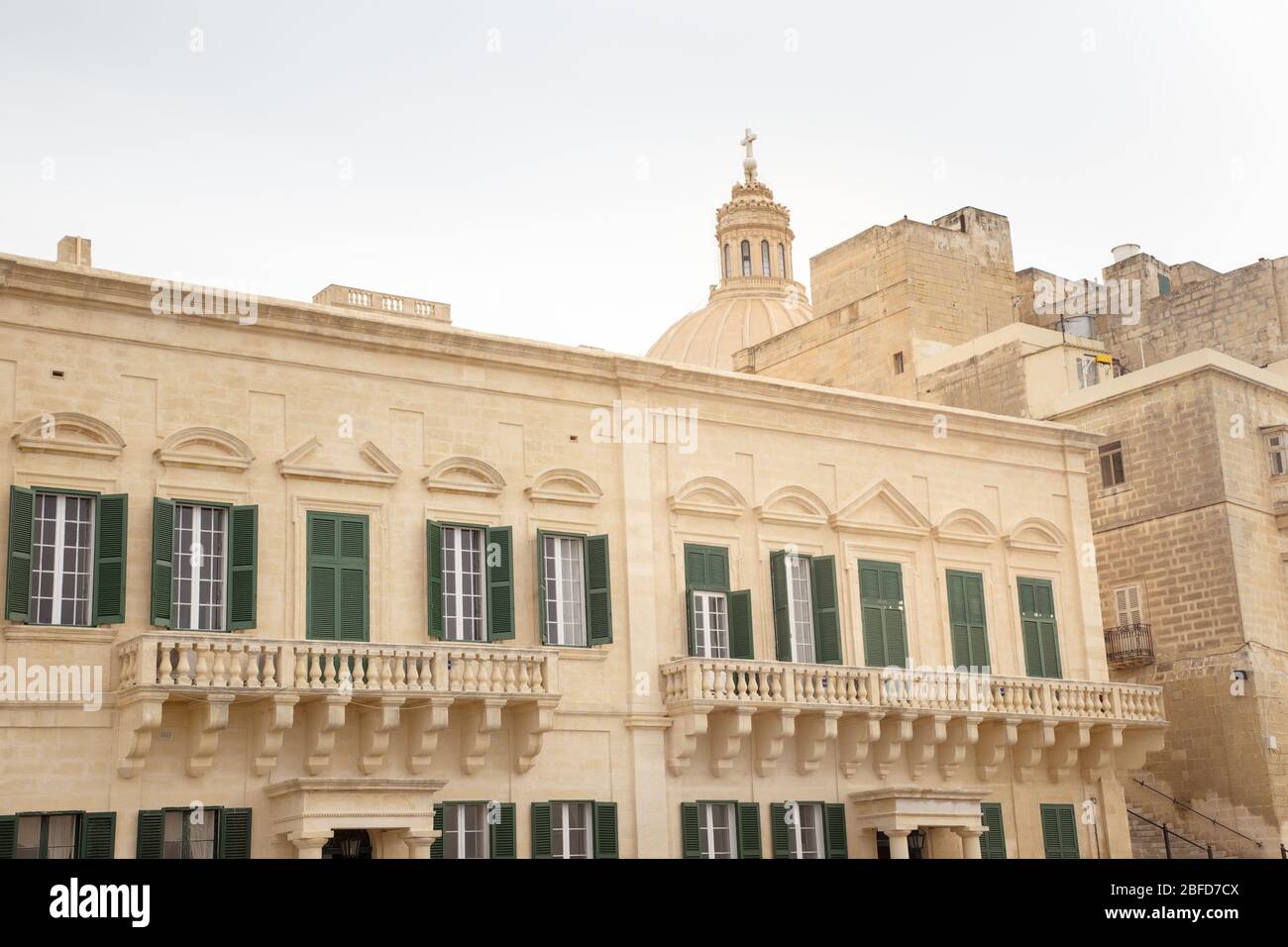 building and architecture of the side streets of Valletta the capital ...
