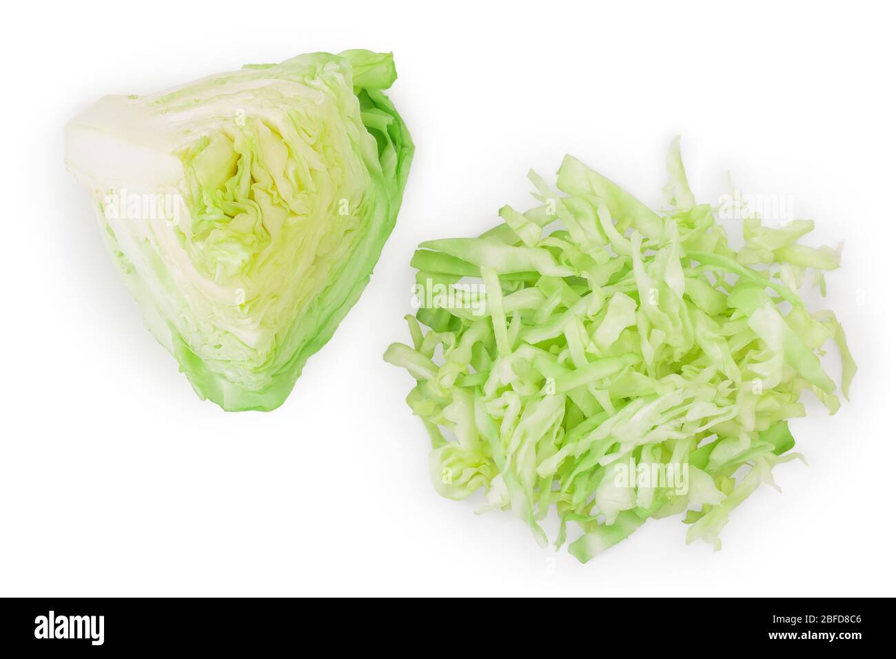 Green cabbage isolated on white background with clipping path and full ...