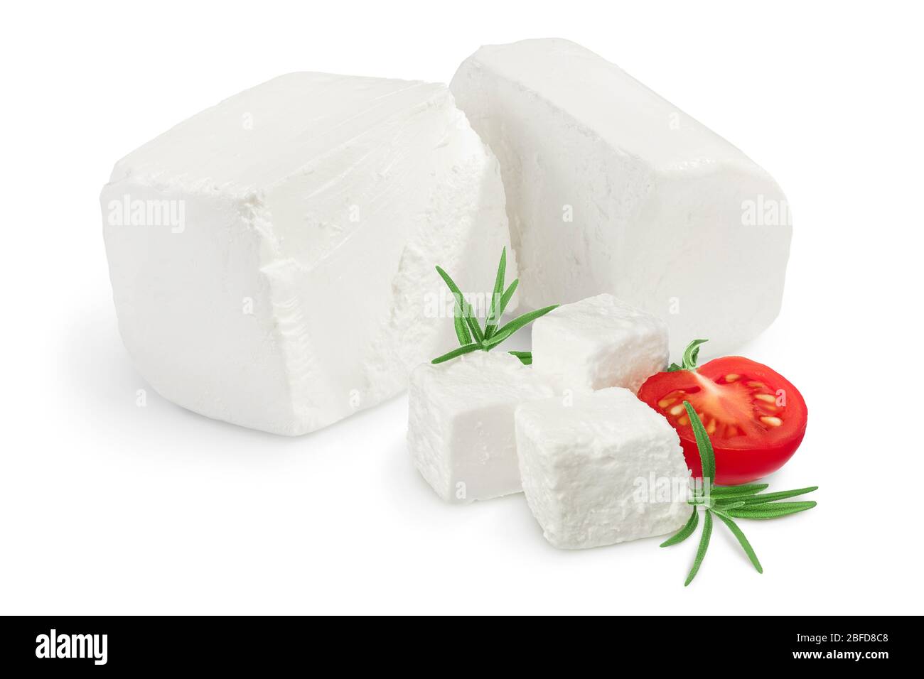 Feta cheese isolated on white background. With clipping path and full ...