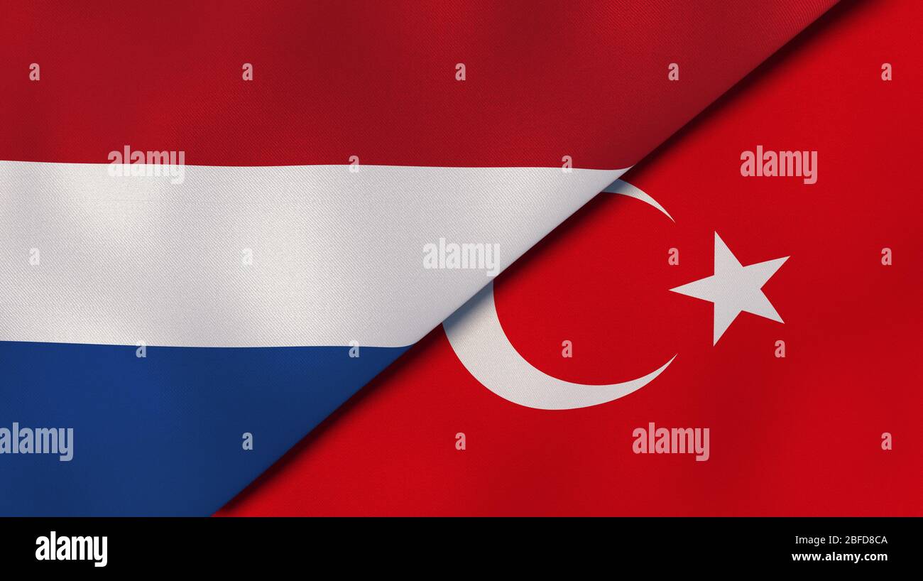 Two states flags of Netherlands and Turkey. High quality business ...