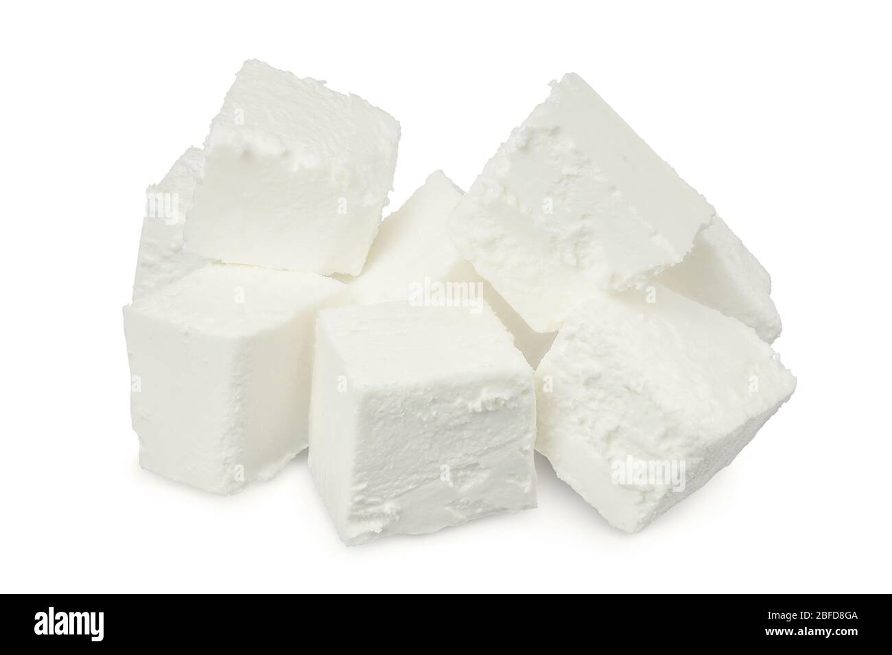 Feta cheese isolated on white background. With clipping path and full ...