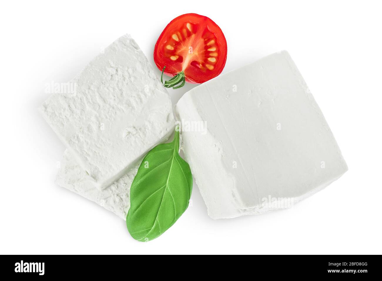 Feta cheese isolated on white background. With clipping path and full ...