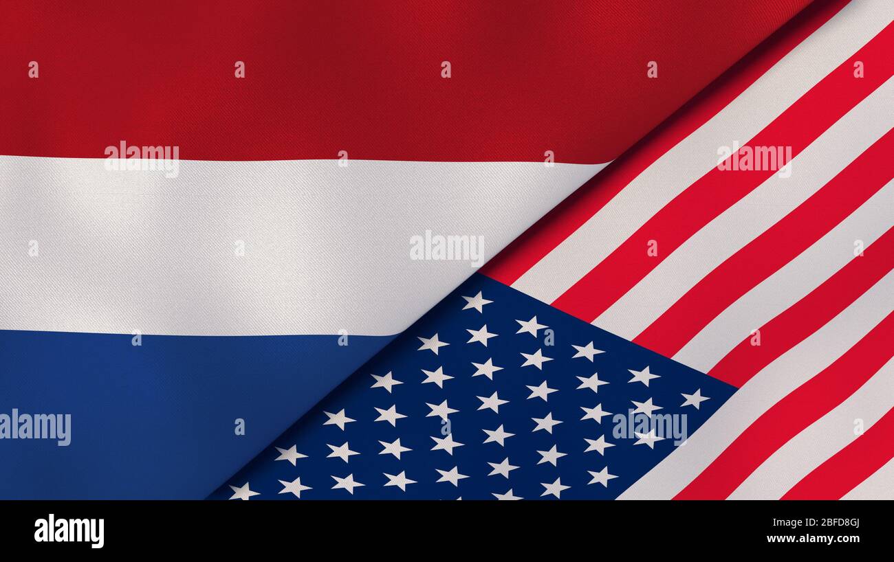 Two states flags of Netherlands and United States. High quality ...