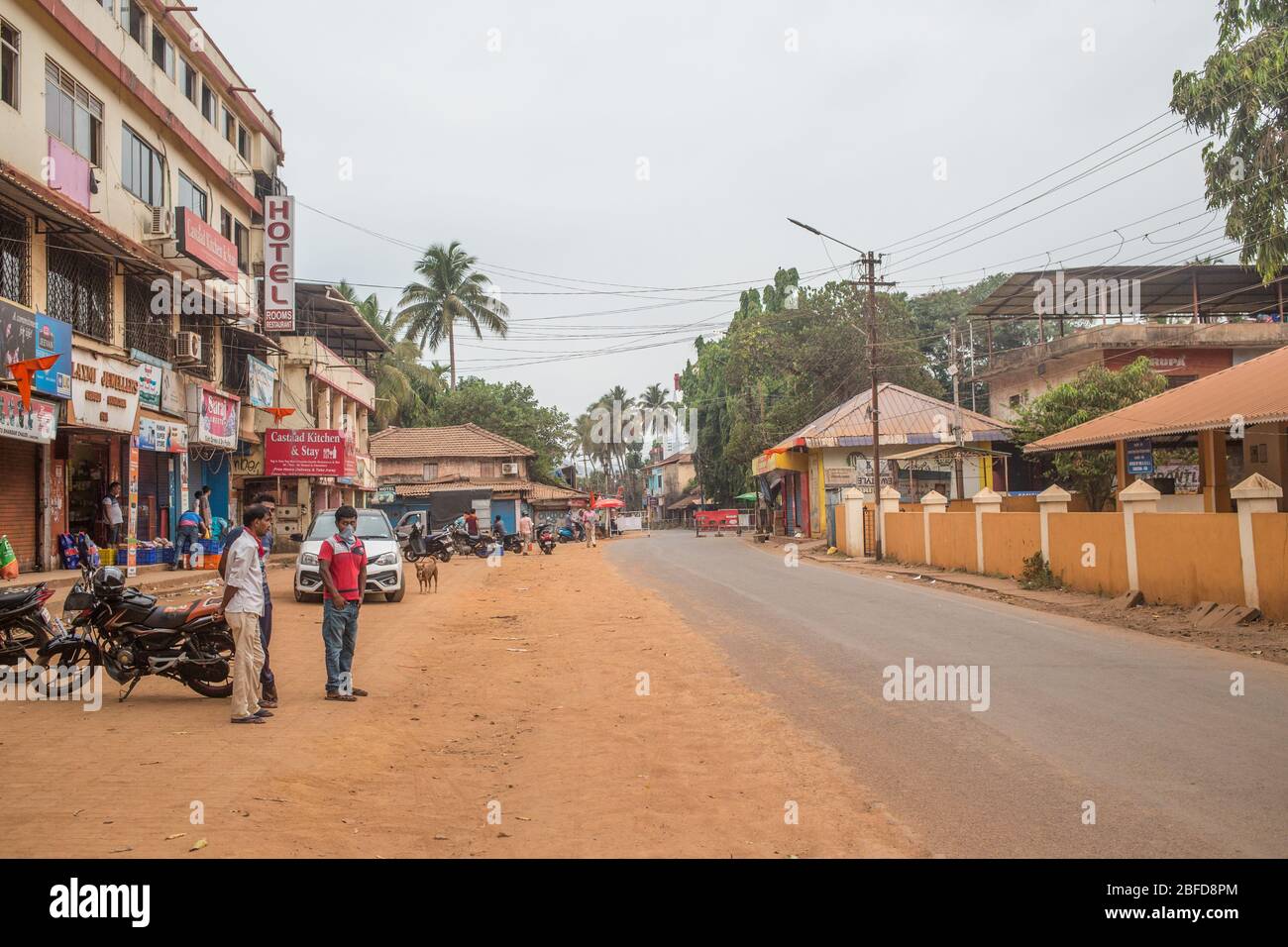 Empty streets in a smaller village in the vacation hub of Goa, in the ...