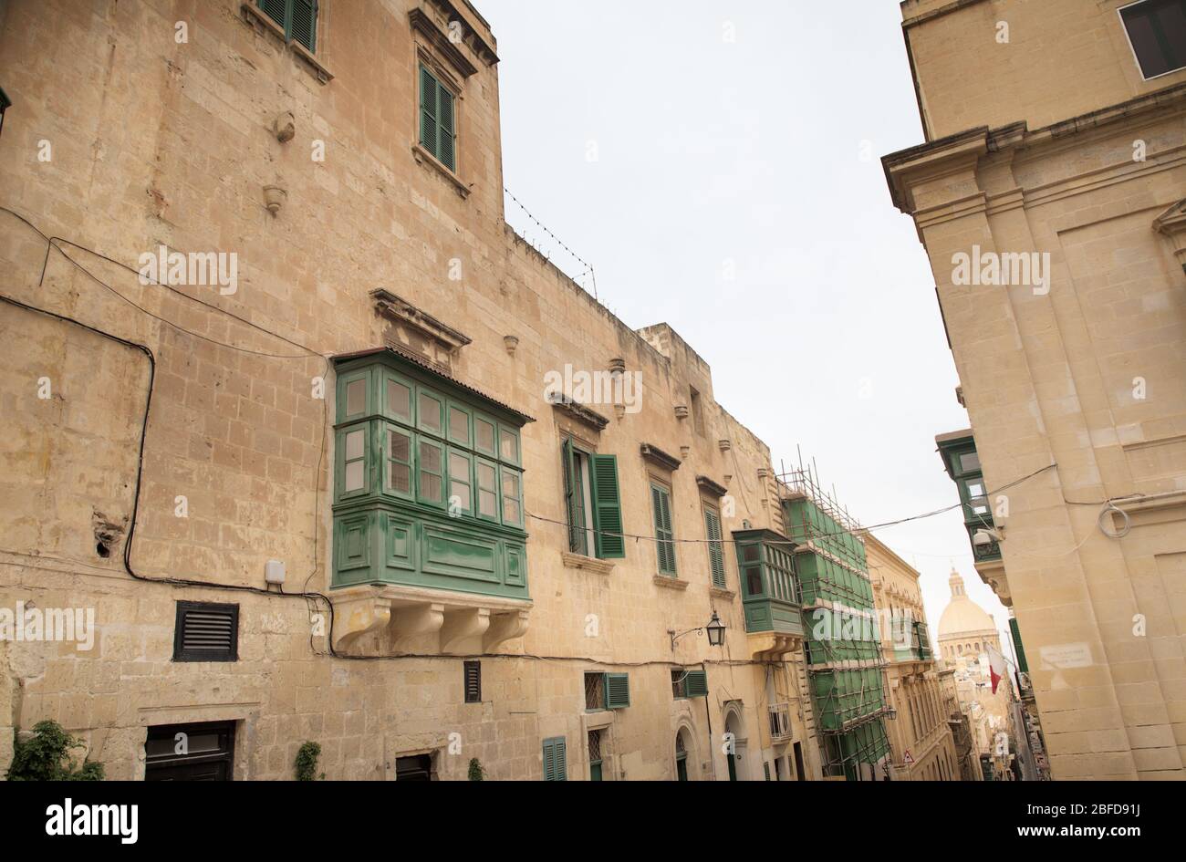 building and architecture of the side streets of Valletta the capital ...