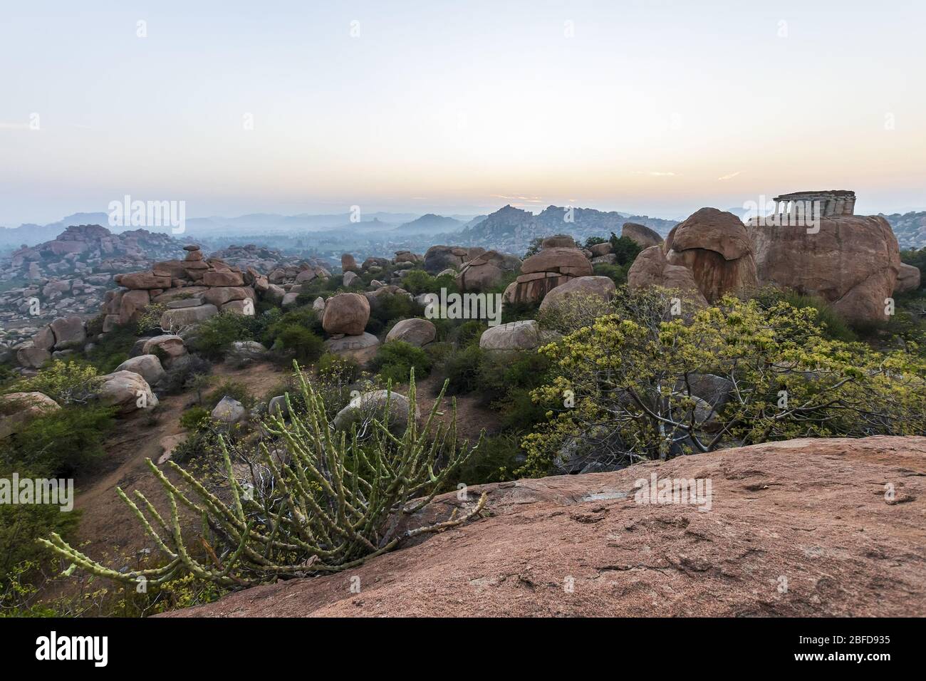 Sunrise in Humpi, state Karnataka, India. Old ancient ruins and Hindu ...