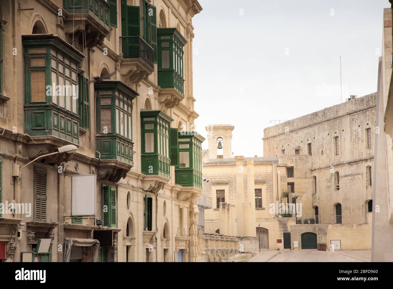 building and architecture of the side streets of Valletta the capital ...
