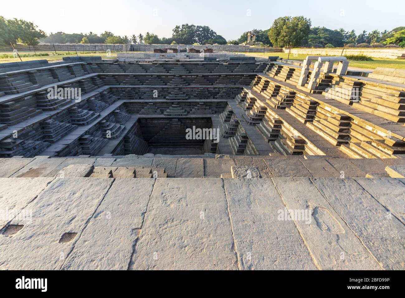 Ancient civilization in Hampi. India, State Karnataka. Old swimming ...
