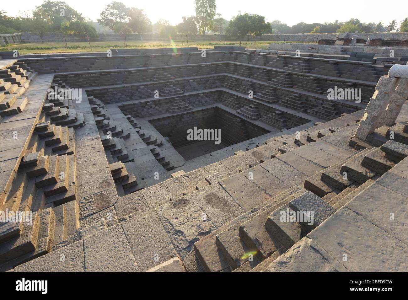 Ancient civilization in Hampi. India, State Karnataka. Old swimming ...