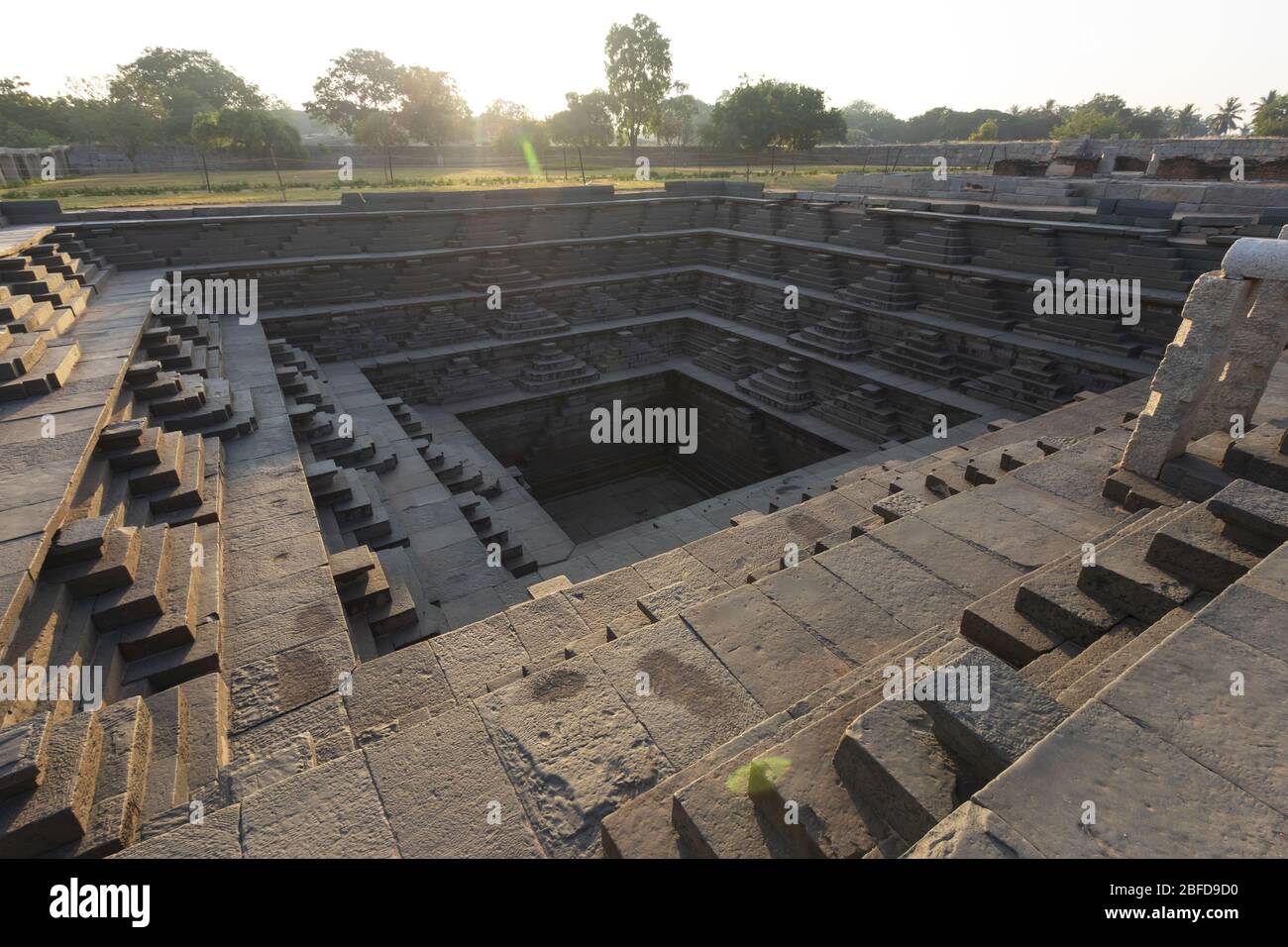 Ancient civilization in Hampi. India, State Karnataka. Old swimming ...