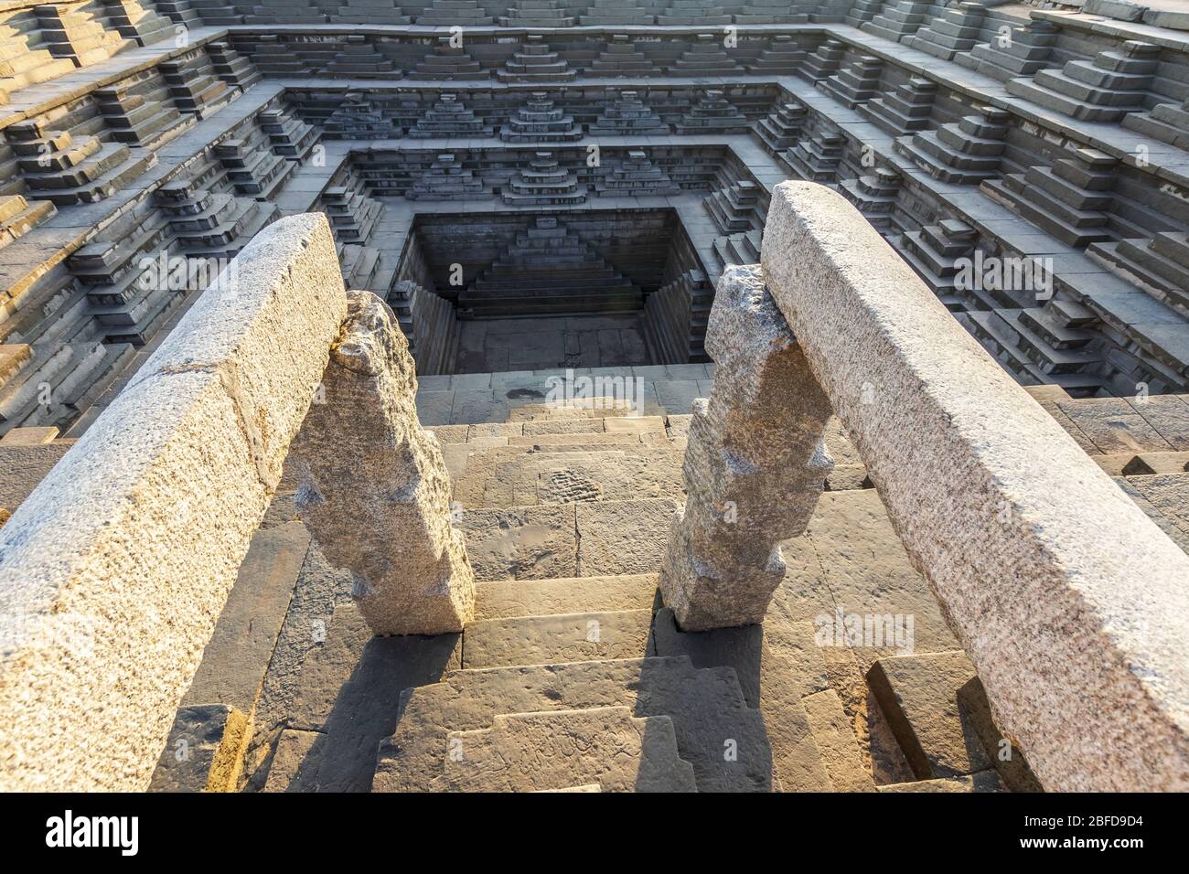 Ancient civilization in Hampi. India, State Karnataka. Old swimming ...