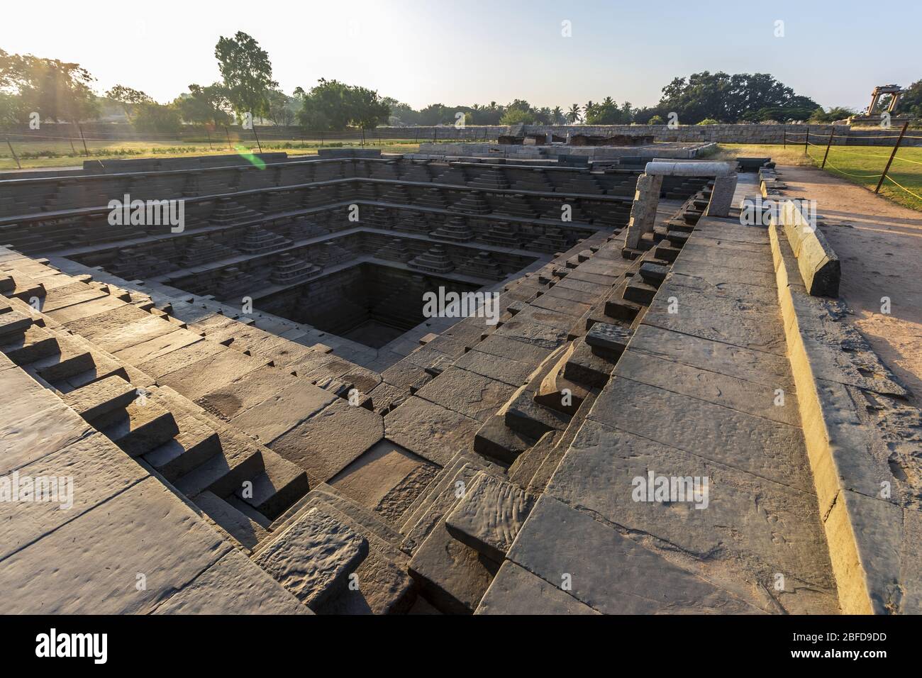 Ancient civilization in Hampi. India, State Karnataka. Old swimming ...