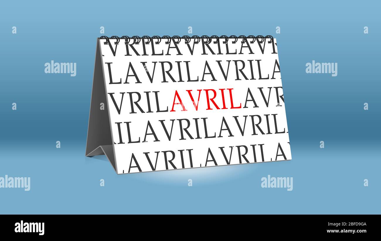 A calendar for the desk shows the French month of Avril (April in ...