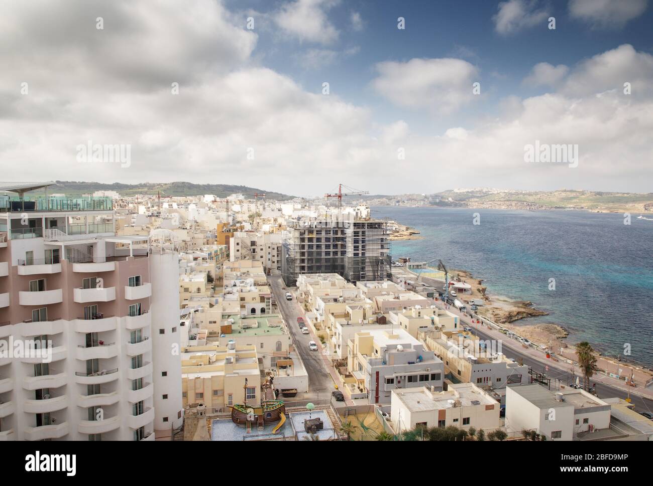 landscape view of a cityscape malta of all the high rise buildings ...