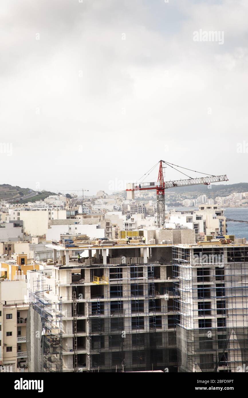 construction work on high rise building in malta Stock Photo - Alamy