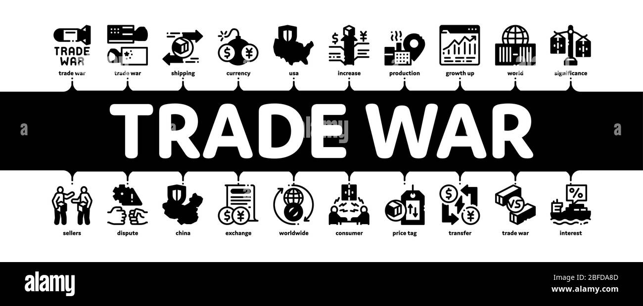 Trade War Business Minimal Infographic Banner Vector Stock Vector Image ...