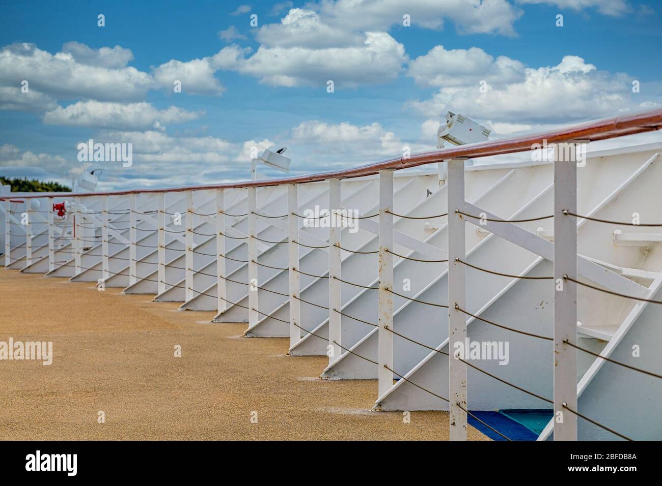 Railing Around Bow of Ship Stock Photo - Alamy