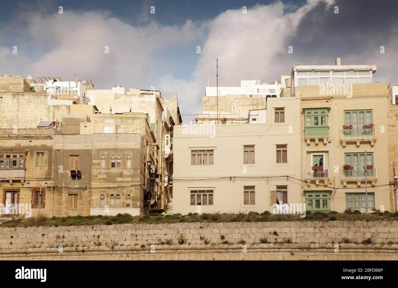building and architecture of the side streets of Valletta the capital ...