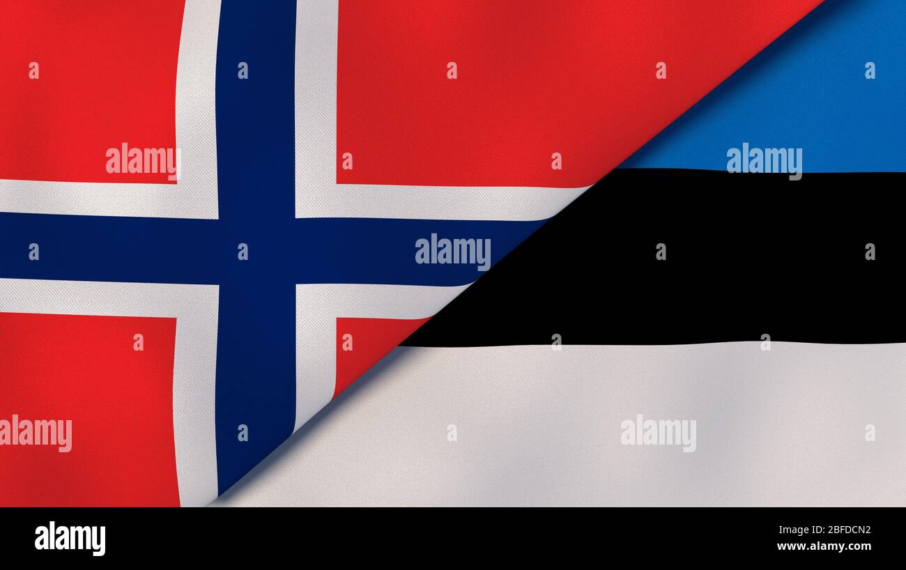 Two states flags of Norway and Estonia. High quality business ...